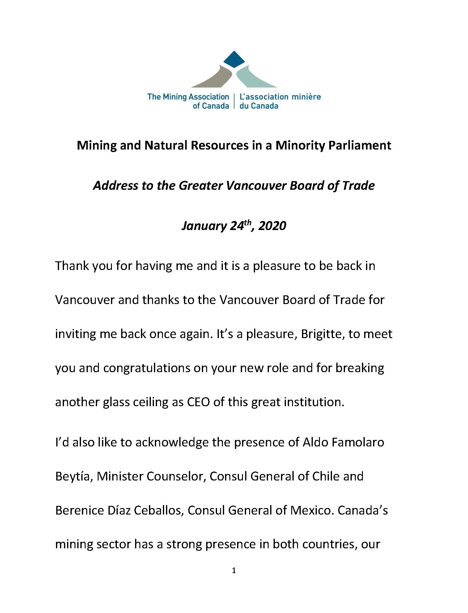 Mining and Natural Resources in a Minority Parliament - The Mining ...