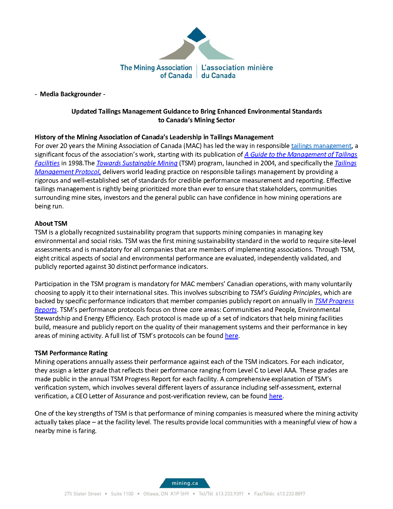 MAC Tailings Media Backgrounder - April 7 2021 - The Mining Association ...