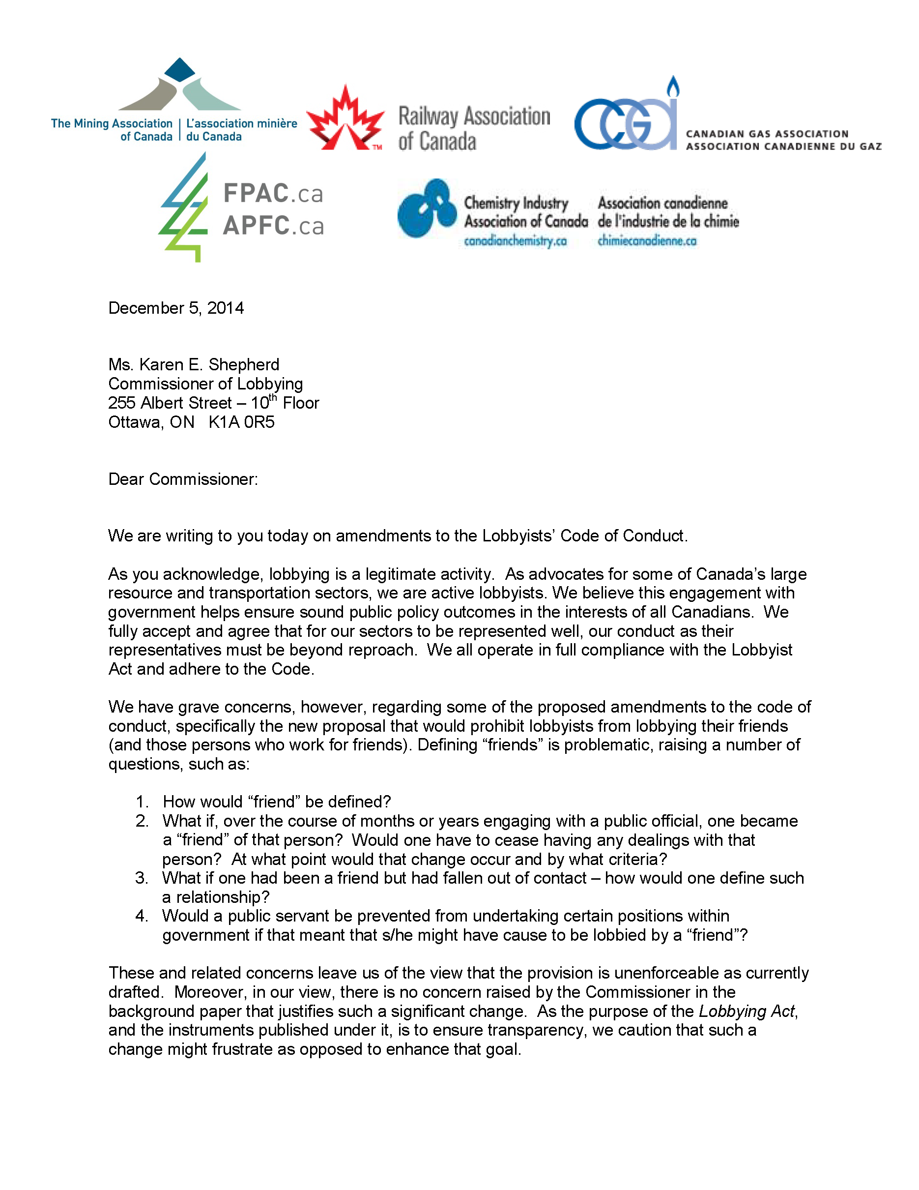 Association Letter to the Commissioner of Lobbying - The Mining ...