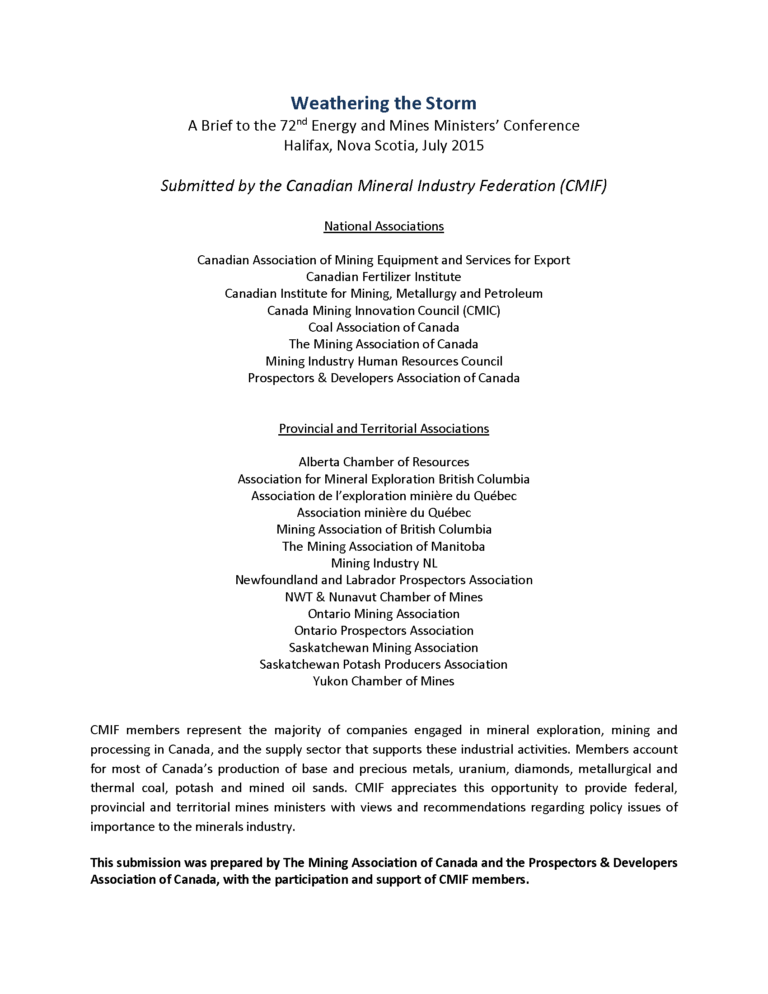 CMIF Brief to the Energy and Mines Ministers' Conference 2015 - The ...