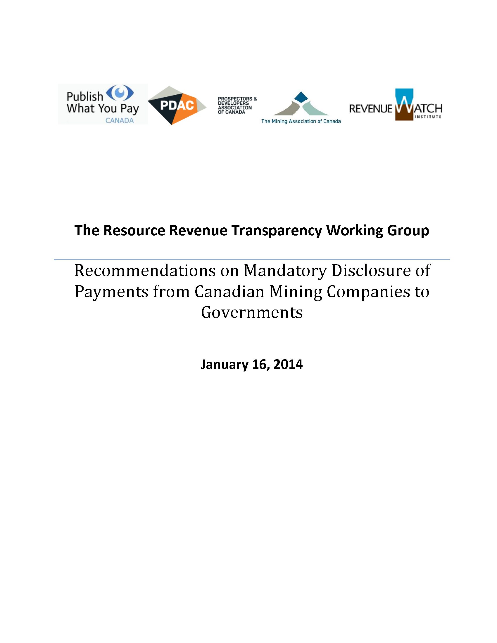 Recommendations on Mandatory Disclosure of Payments from Canadian ...