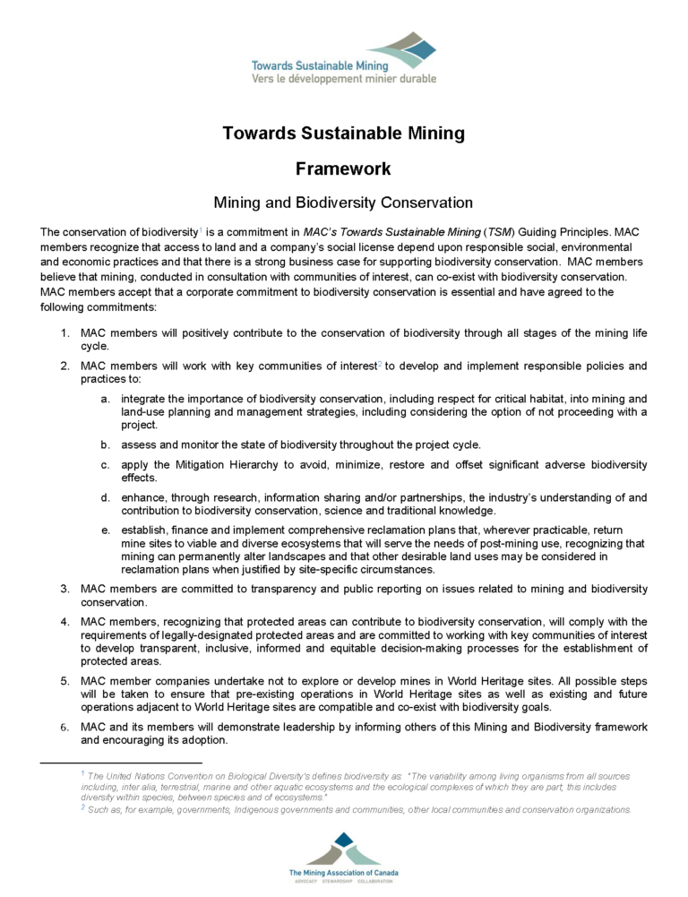 TSM Mine Closure Framework - The Mining Association of Canada