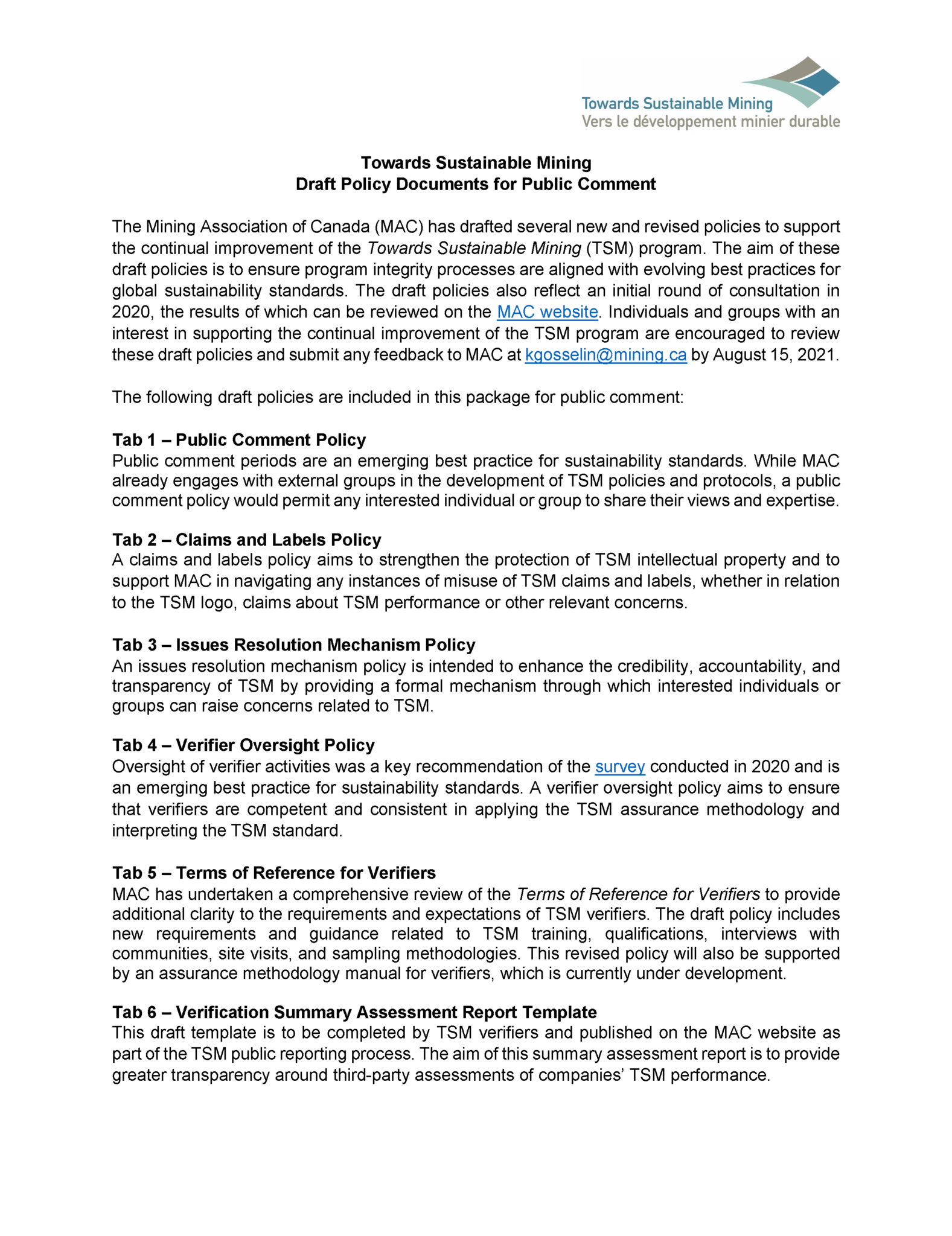 Guidelines for the Assessment of Alternatives for Mine Waste Disposal ...