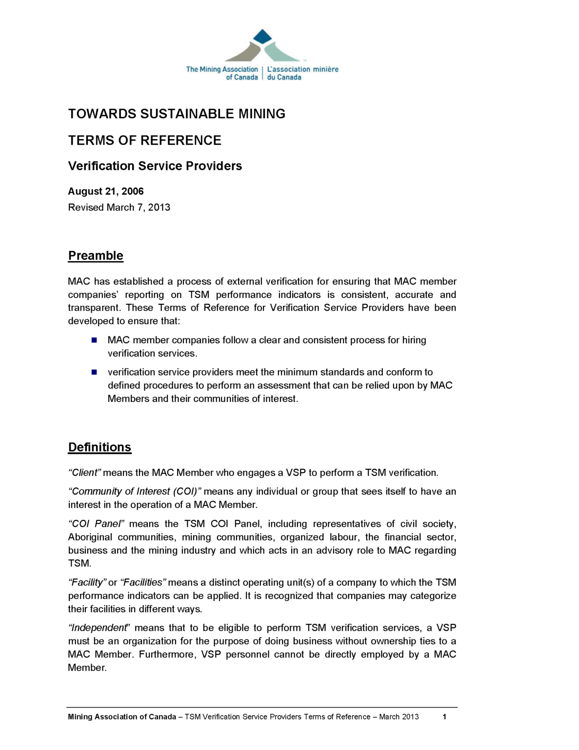 TSM Mining and Indigenous Peoples Framework - The Mining Association of ...