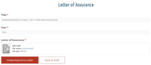 TSM Reporting Database: “How To” Guide – Letters of Assurance - The ...