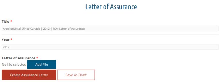 TSM Reporting Database: “How To” Guide – Letters of Assurance - The ...