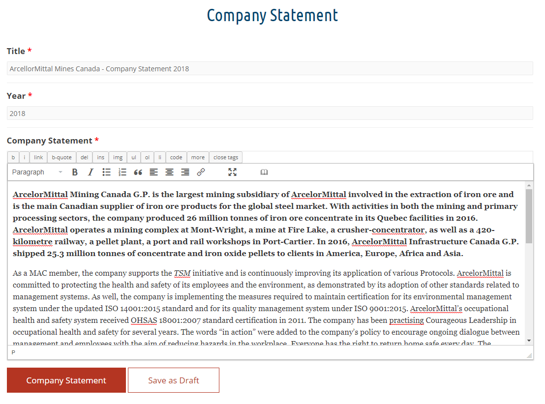 TSM Reporting Database: “How To” Guide – Company Statements - The ...