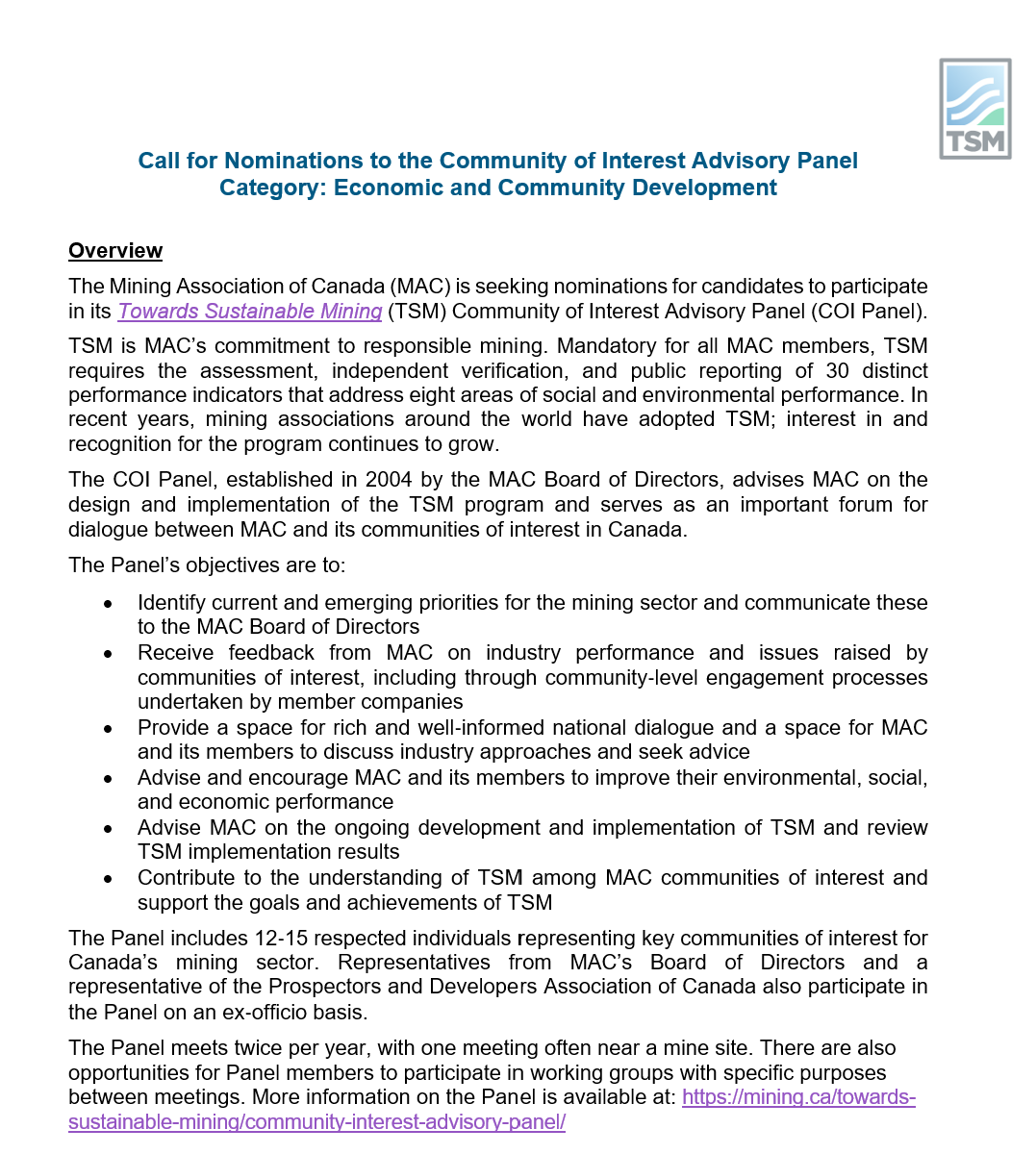 Towards Sustainable Mining - The Mining Association of Canada